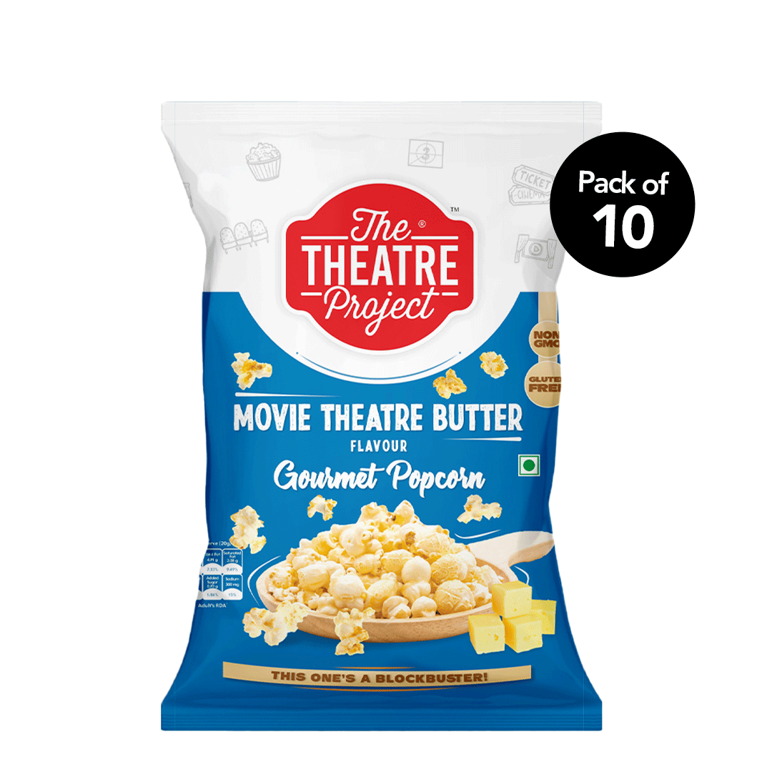 Movie Theatre Butter Gourmet Popcorn | Pack of 10 x 45g – The Theatre ...