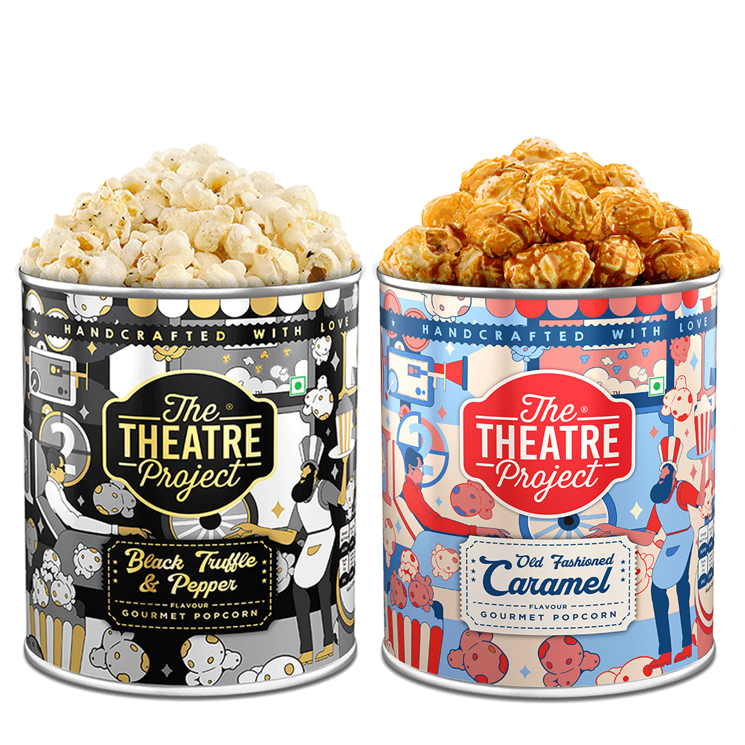 Gourmet Popcorn Tin Combo Truffle & Caramel | 137g – The Theatre Project